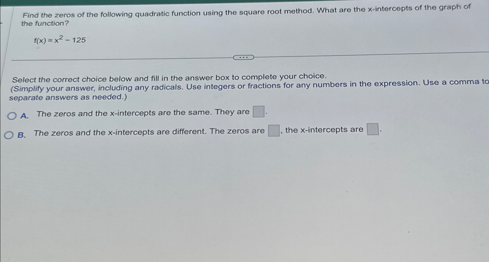 Find the zeros of the following quadratic function | Chegg.com