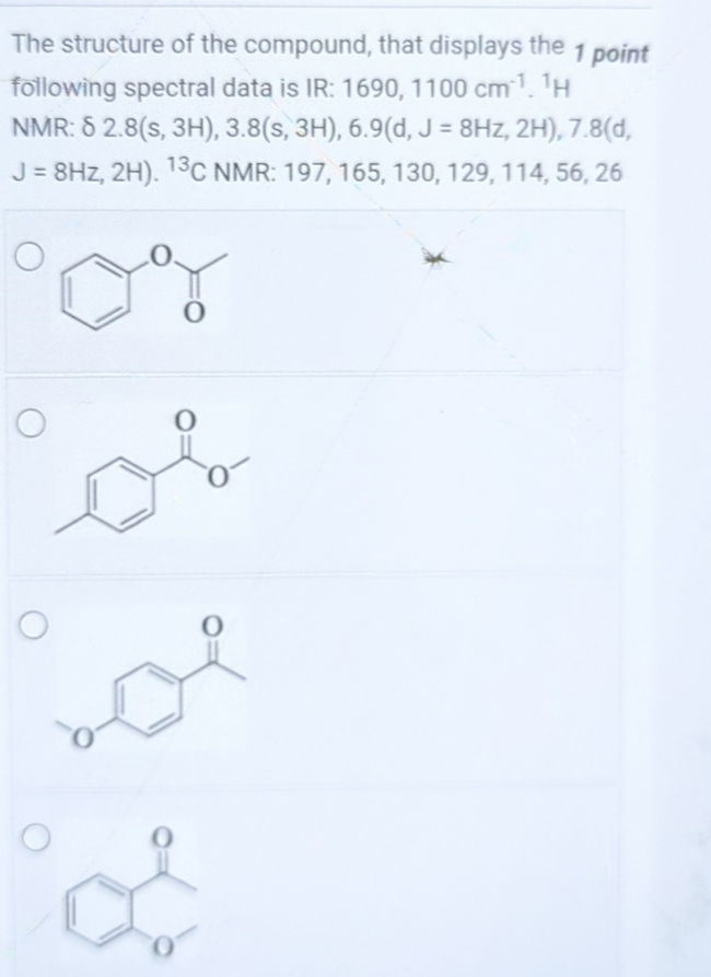 Solved The structure of the compound, that displays the 1 | Chegg.com