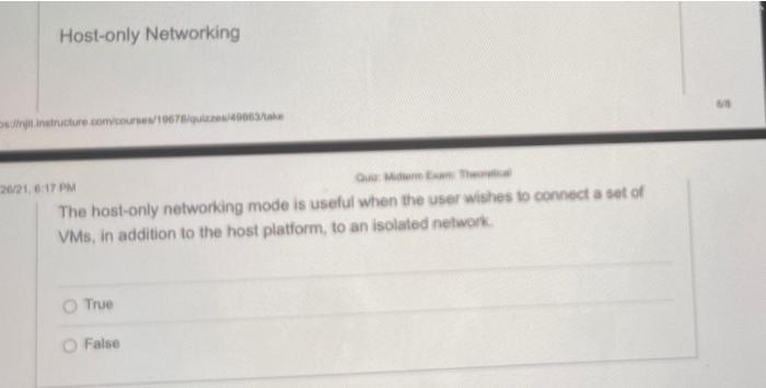 Solved Host-only Networking si intructure.com.1967 2021. | Chegg.com