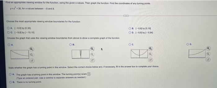 Solved Find an appropriate Viewing window for the | Chegg.com