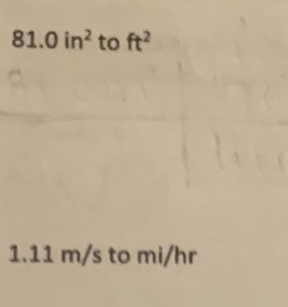 Solved 81 0 In To Ft 1 11 M s To Mi hr Chegg