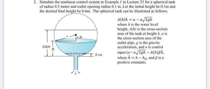2. Simulate the nonlinear control system in Example 1 | Chegg.com