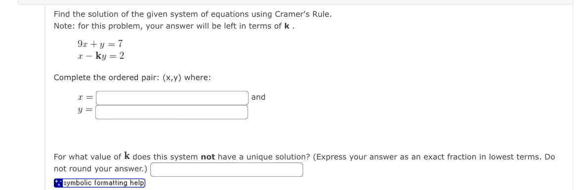 Solved Find the solution of the given system of equations | Chegg.com
