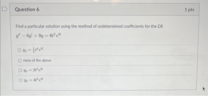 Solved Find a particular solution using the method of | Chegg.com