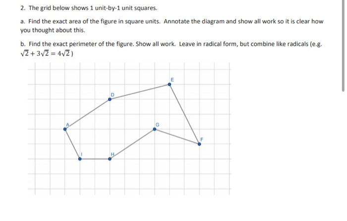 Solved 2. The grid below shows 1 unit-by-1 unit squares. a. | Chegg.com