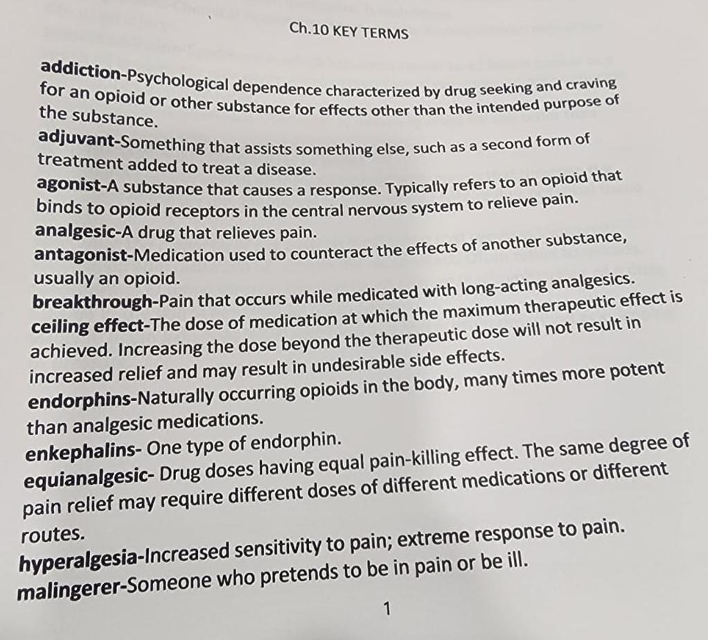Solved Ch. 10 ﻿KEY TERMSaddiction-Psychological dependence | Chegg.com