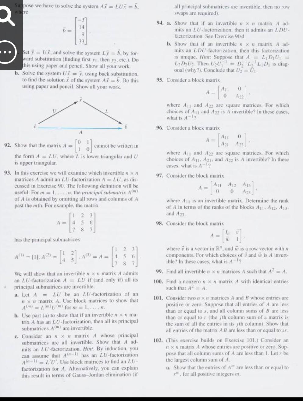 Solved Suppose we have to solve the system Ax=LUx=b, all | Chegg.com