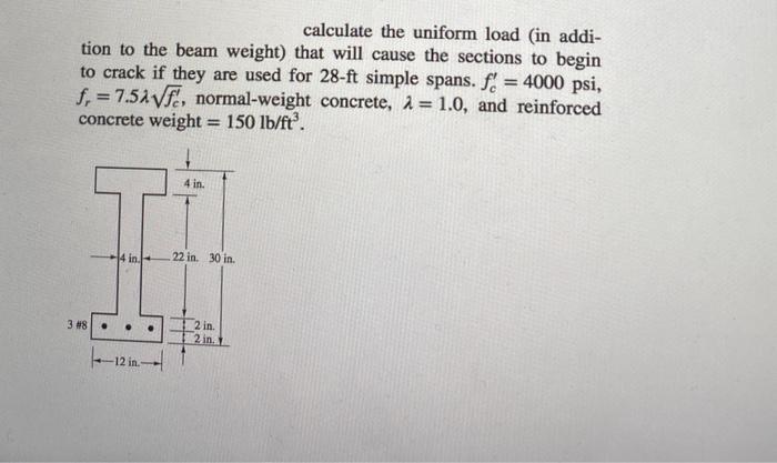 Solved calculate the uniform load (in addition to the beam | Chegg.com
