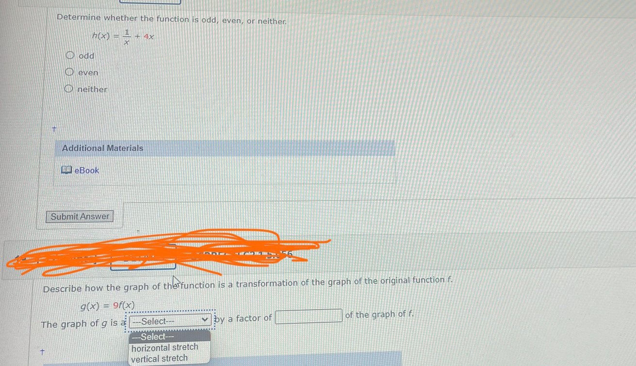 Solved Determine whether the function is odd, even, or | Chegg.com