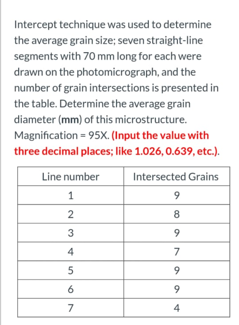 Solved Intercept technique was used to determine the average | Chegg.com