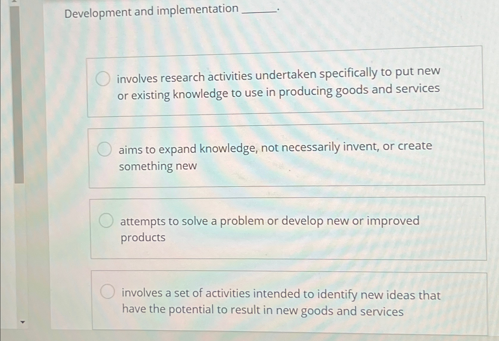 Solved Development and implementationinvolves research | Chegg.com