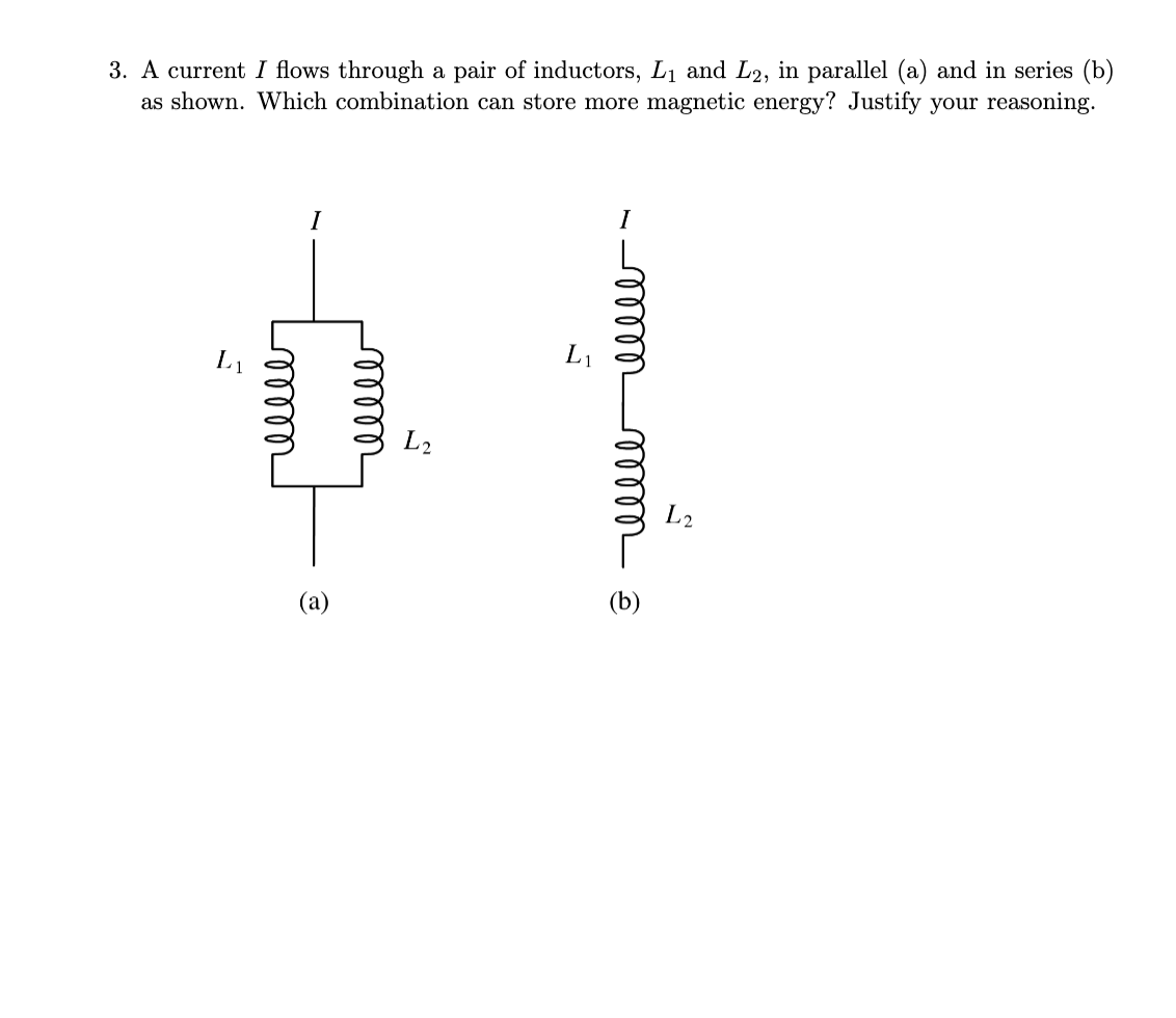 Solved A current I flows through a pair of inductors, L1 | Chegg.com