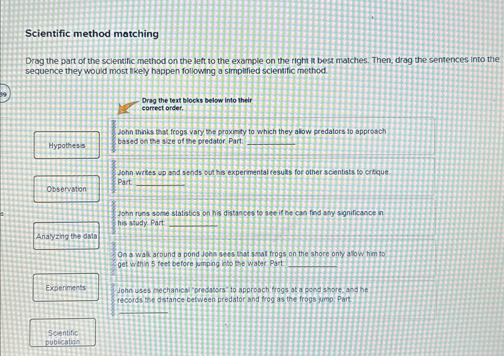 Solved Scientific method matchingDrag the part of the | Chegg.com