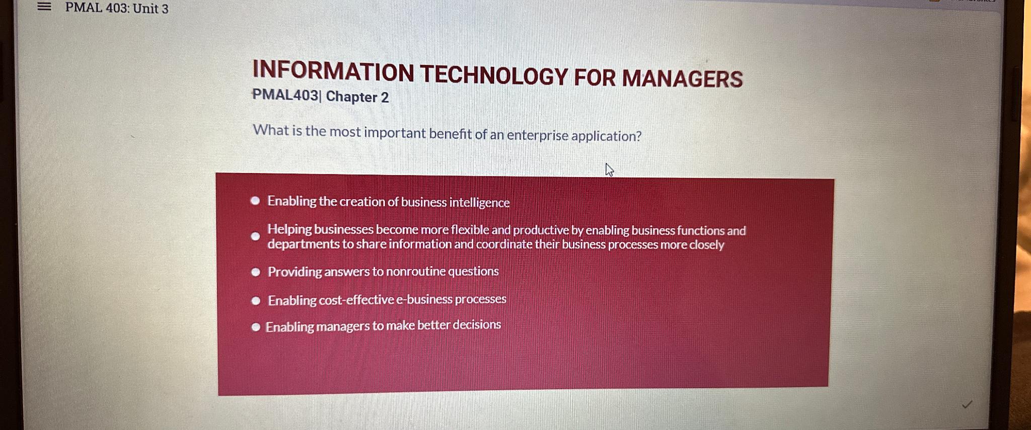 Solved PMAL 403: Unit 3INFORMATION TECHNOLOGY FOR MANAGERS | Chegg.com