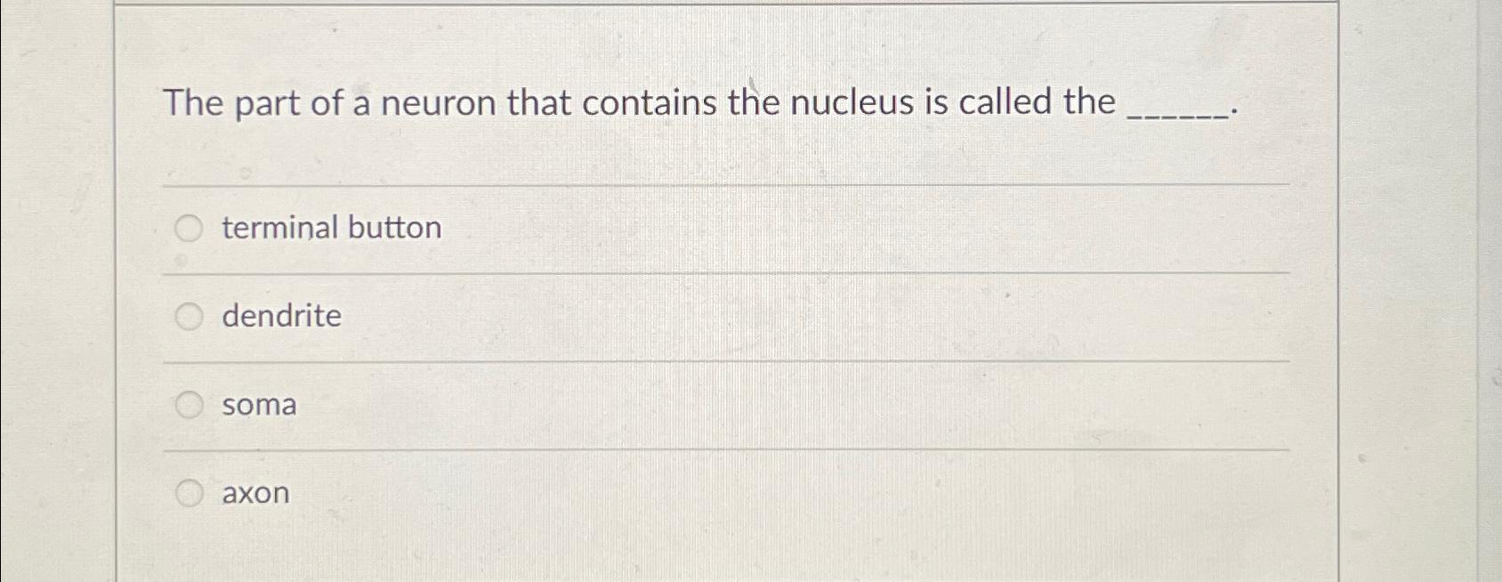 Solved The part of a neuron that contains the nucleus is | Chegg.com