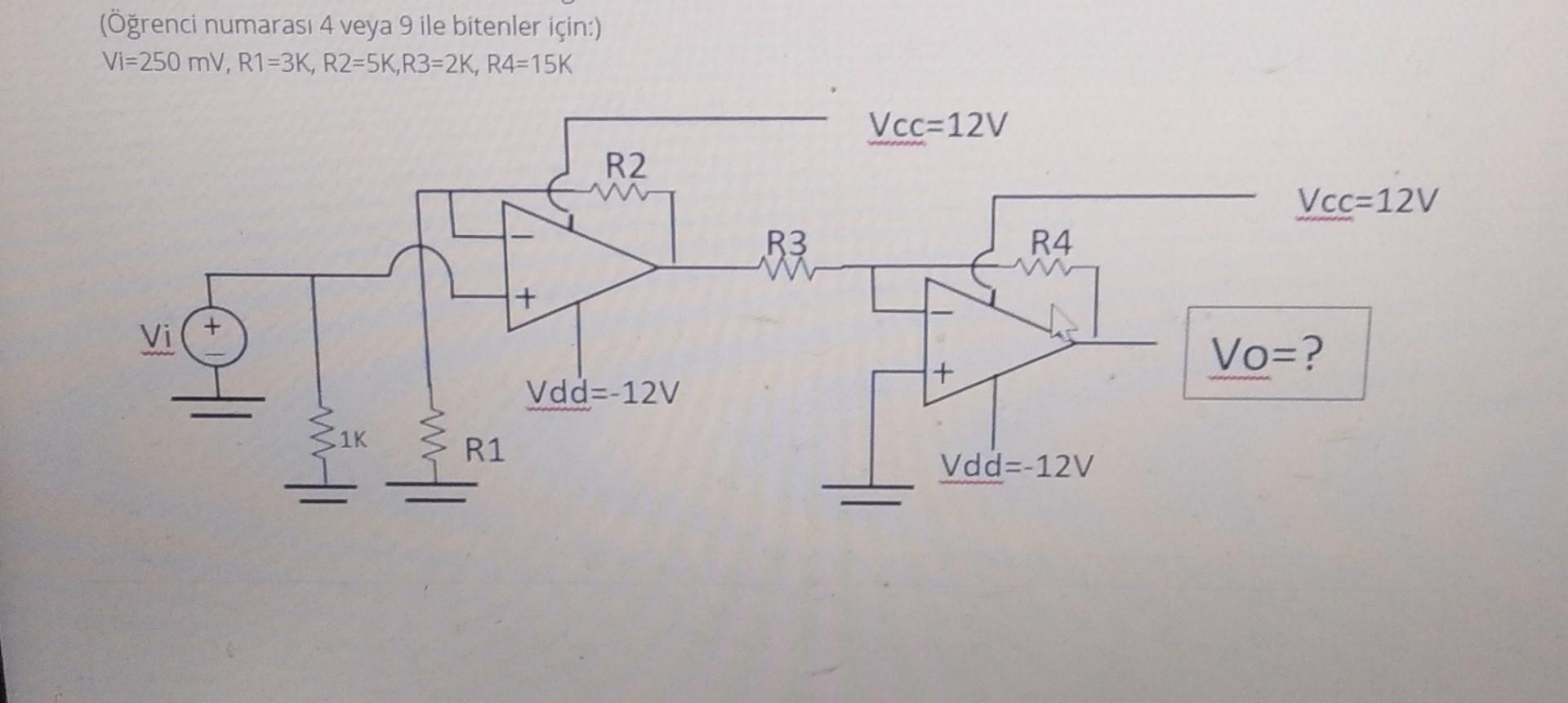 Solved Find the output voltage for these values: 500*2=-1V | Chegg.com