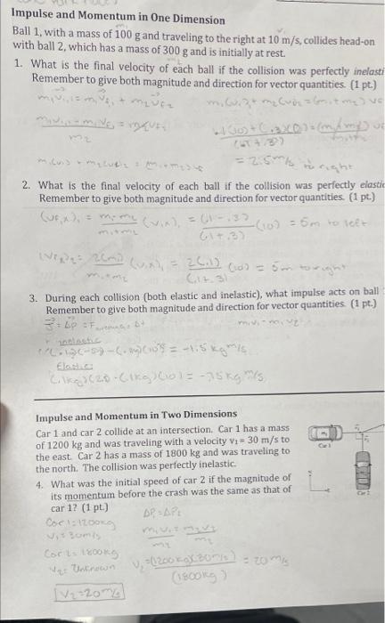 Solved Impulse and Momentum in One Dimension Ball 1, with a | Chegg.com