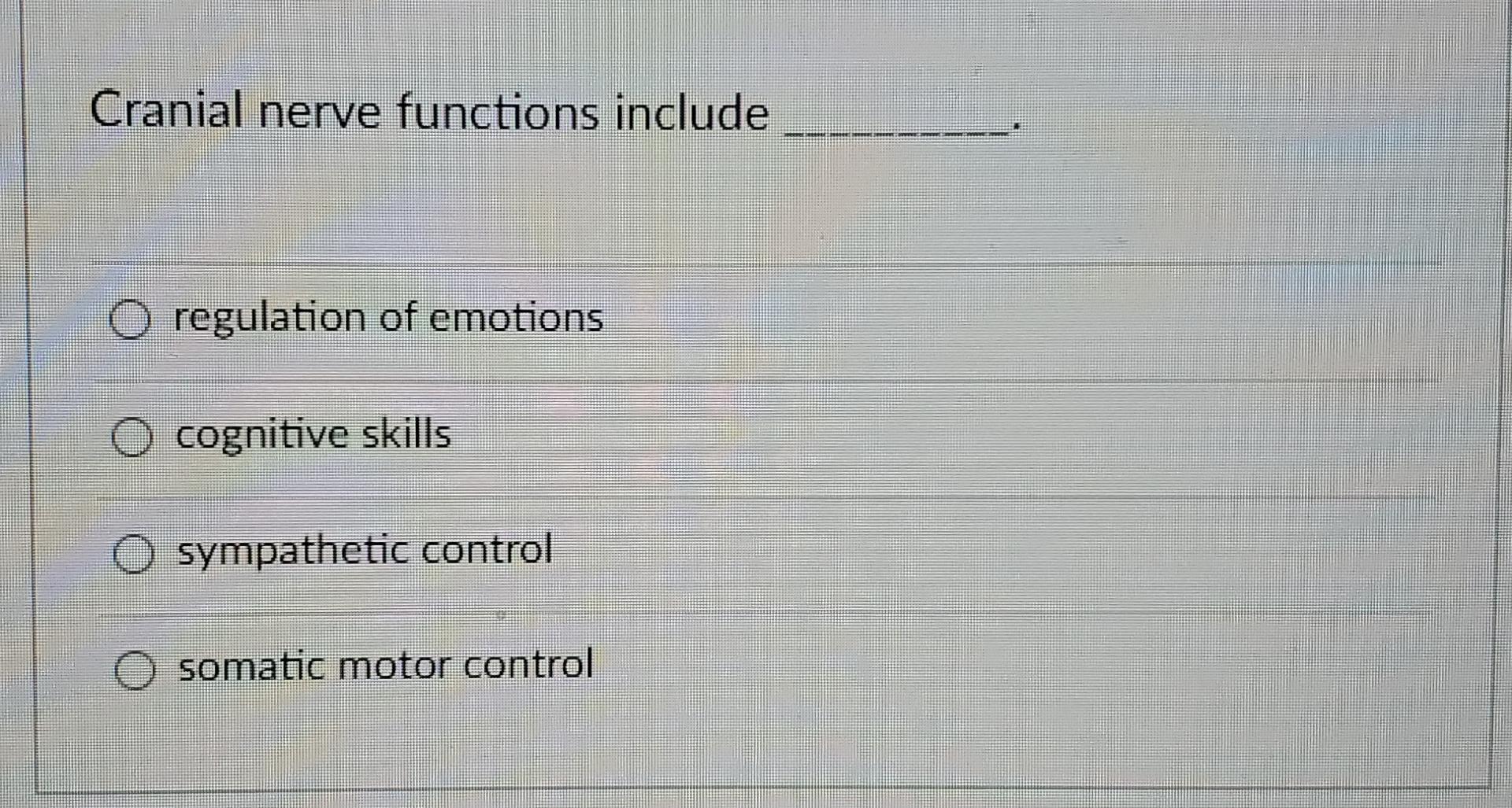 Solved Cranial nerve functions includeregulation of | Chegg.com