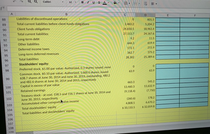 Solved QQ Calibri . 12. B USA - Ratio Computation Complete | Chegg.com