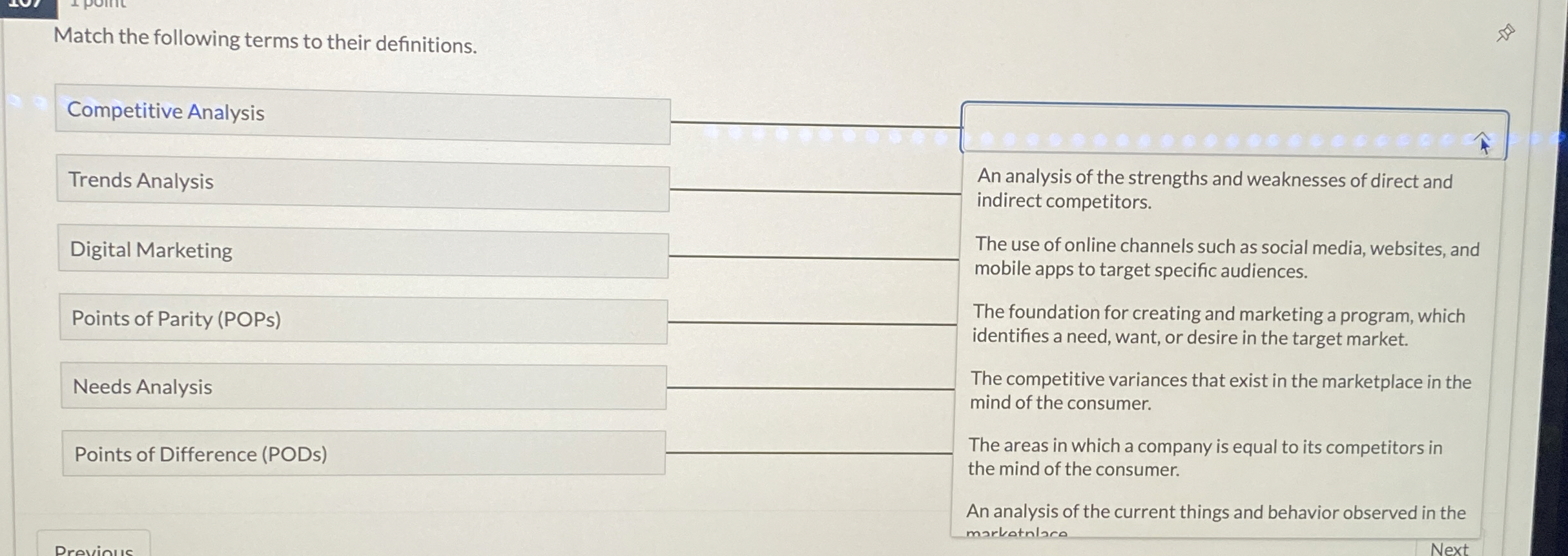 Solved Match the following terms to their | Chegg.com