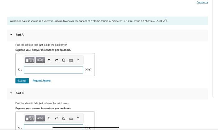 Solved charged paint is spread in a very thin unilom layer | Chegg.com