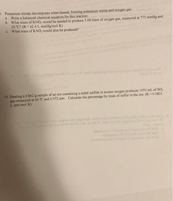 Solved Potassium nitrate decomposes when heated, forming | Chegg.com