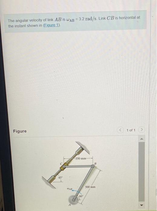 Solved The angular velocity of link AB is ωAB=3.2rad/s. Link | Chegg.com