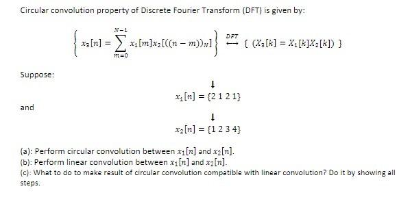 Solved Circular convolution property of Discrete Fourier | Chegg.com