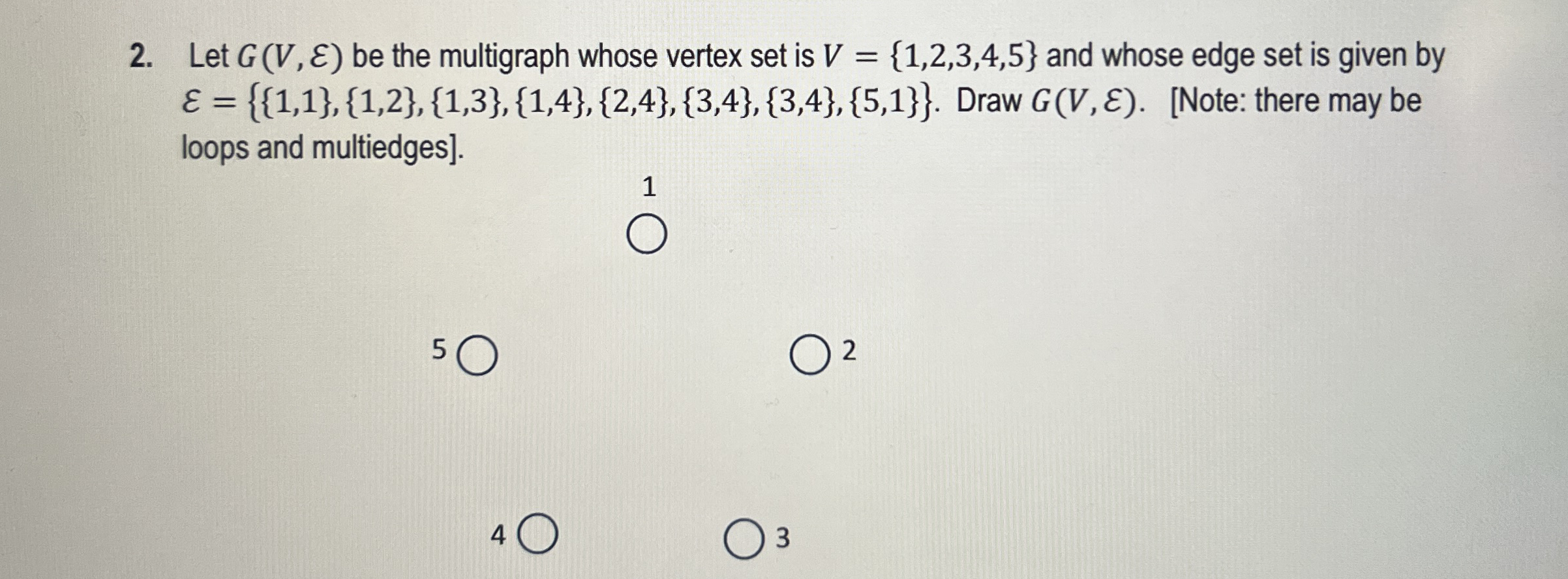 Solved Let G(V,E) ﻿be the multigraph whose vertex set is | Chegg.com