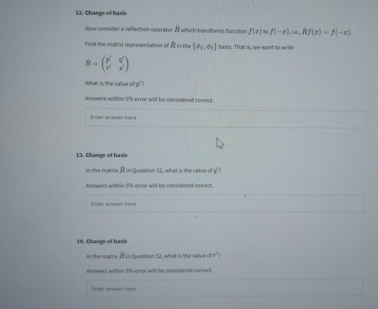 Solved Now consider a reflection operator R^ which | Chegg.com