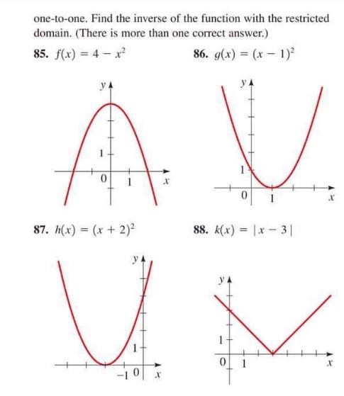 Solved one-to-one. Find the inverse of the function with the | Chegg.com