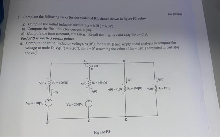 Solved 3. Complete the following tasks for the switched RL | Chegg.com