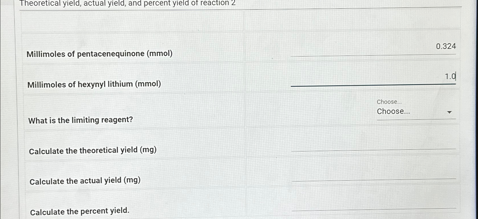Theoretical yield, actual yield, and percent yield of | Chegg.com