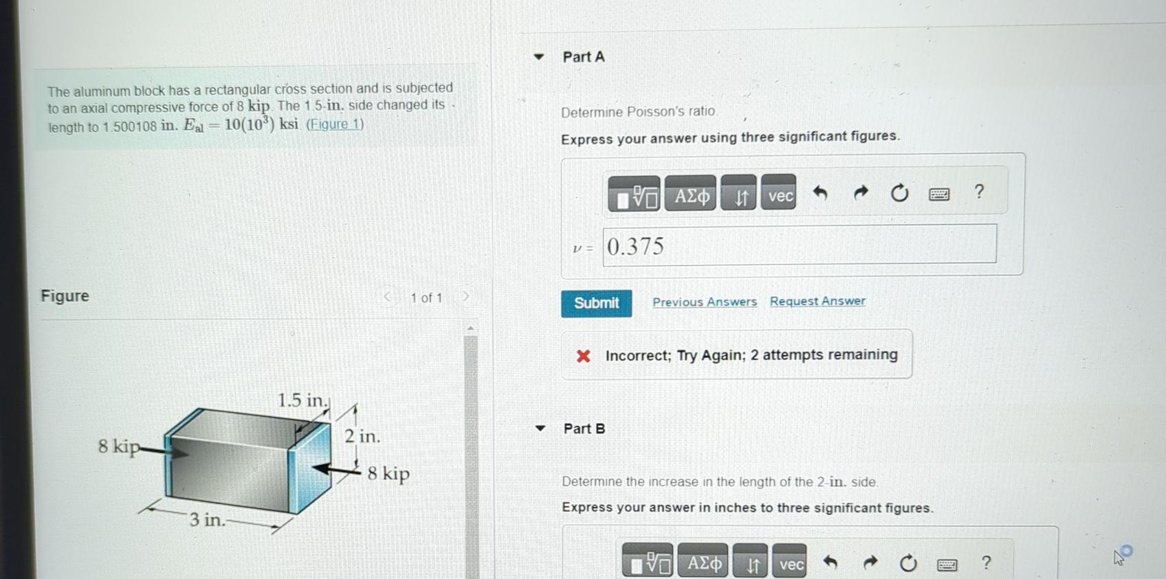 Solved Part AThe aluminum block has a rectangular cross | Chegg.com