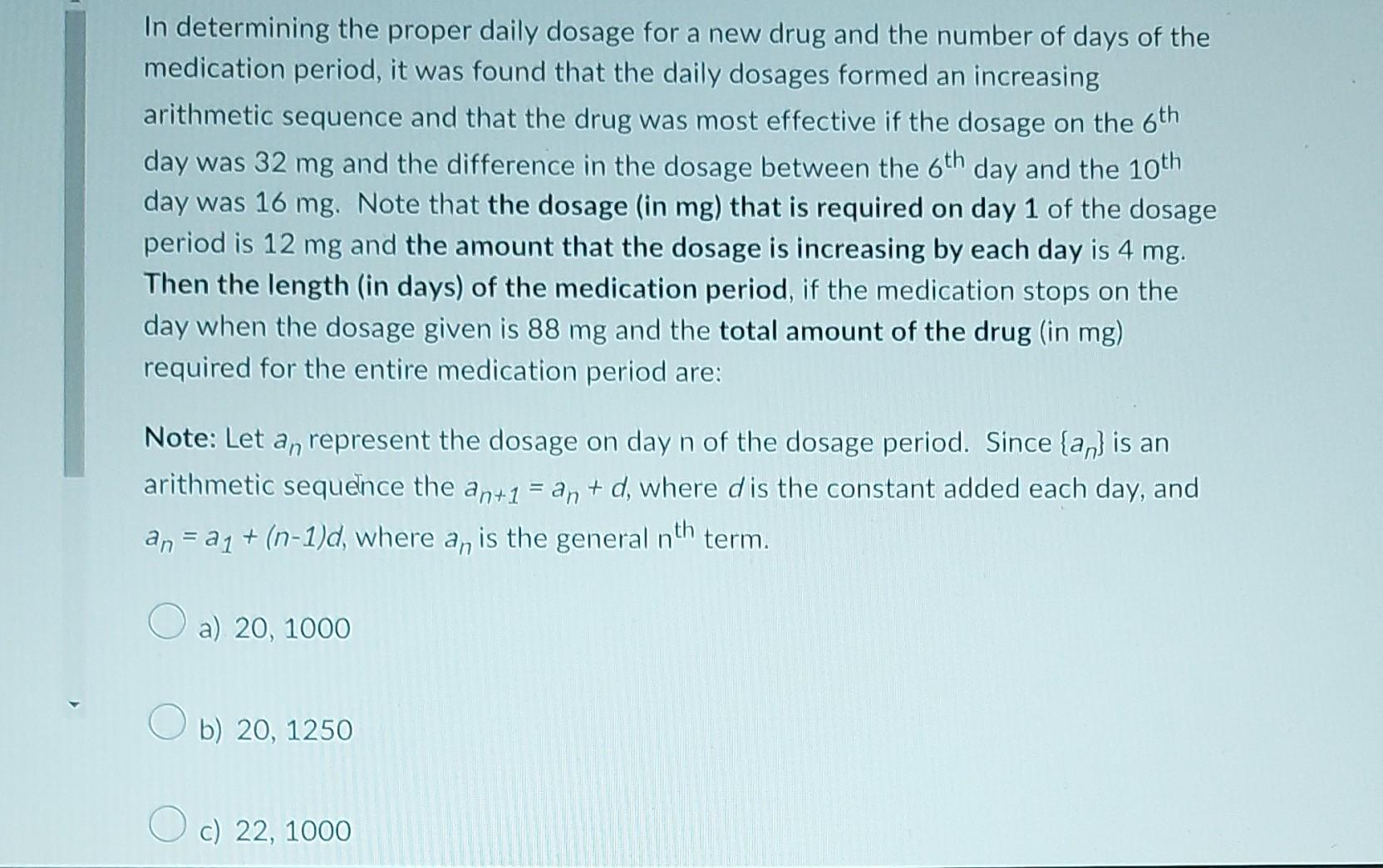 Solved In determining the proper daily dosage for a new drug | Chegg.com