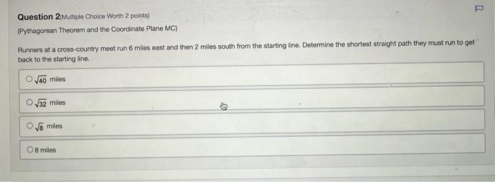 Solved Question 2 Multiple Choice Worth 2 points) | Chegg.com