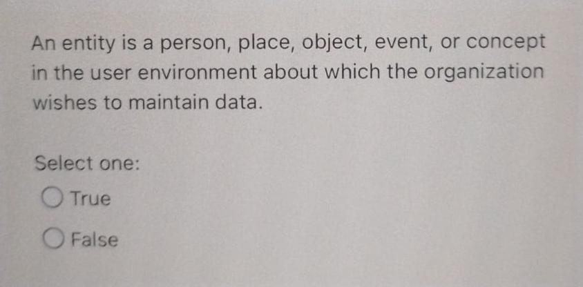 Solved An entity is a person, place, object, event, or | Chegg.com