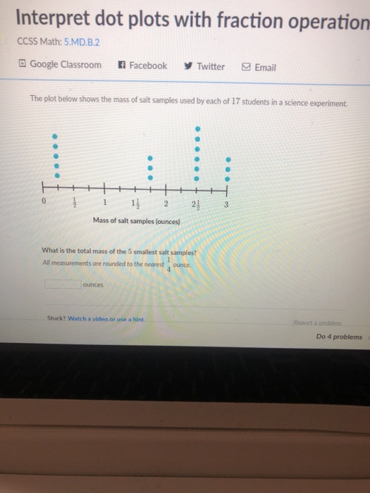Solved Interpret dot plots with fraction operation CCSS | Chegg.com