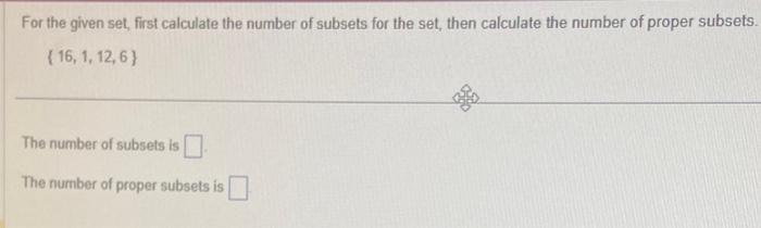 Solved For the given set, first calculate the number of | Chegg.com