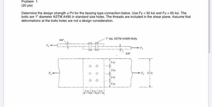 Solved 1 Problem (20 pts) Determine the design strength Pn | Chegg.com