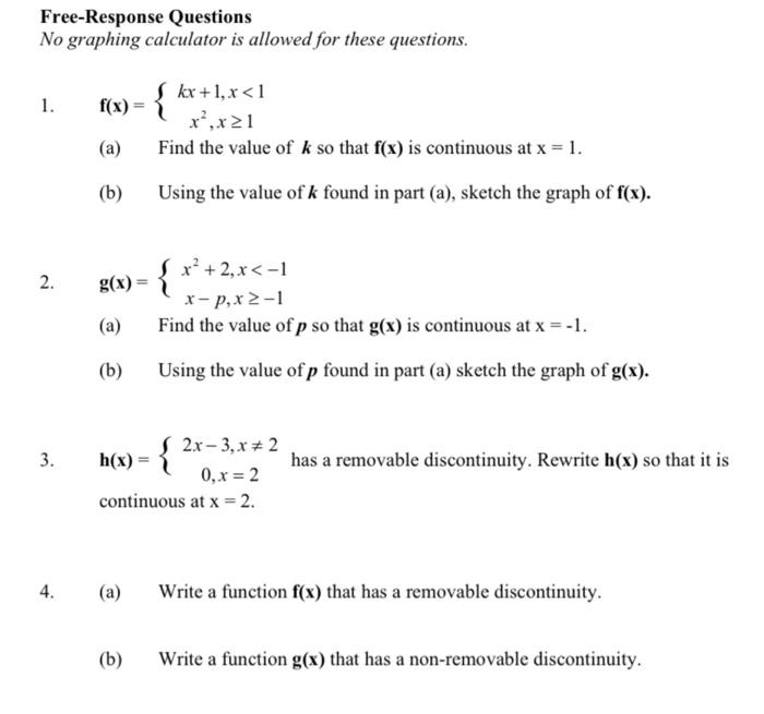 Solved Free-Response Questions No graphing calculator is | Chegg.com
