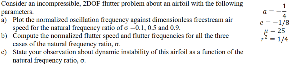 Solved Consider an incompressible, 2DOF flutter problem | Chegg.com