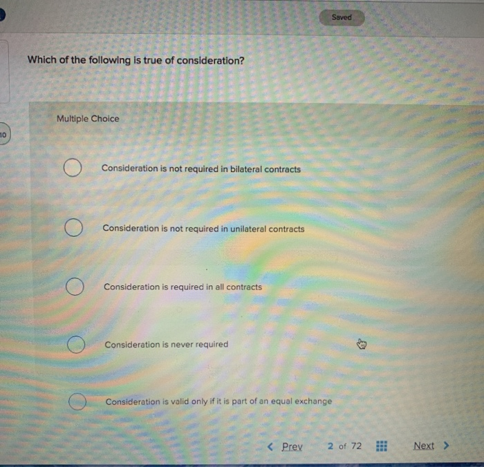 Solved Which of the following Multiple Choice Consideration | Chegg.com