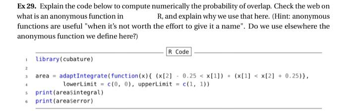 Solved Ex 29. Explain the code below to compute numerically | Chegg.com
