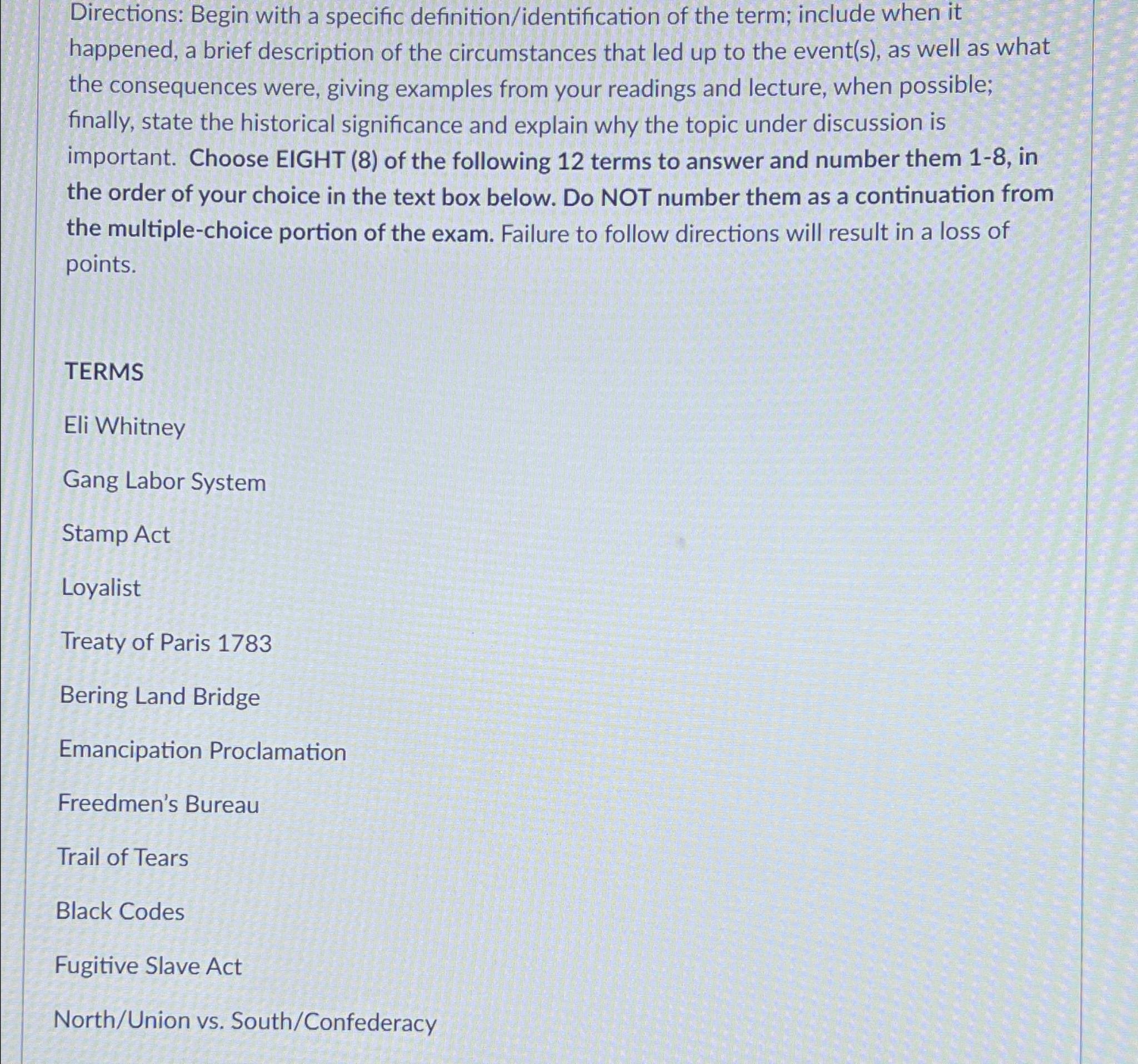 Solved Directions: Begin with a specific | Chegg.com