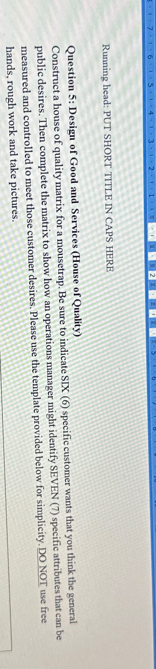 Solved Running head: PUT SHORT TITLE IN CAPS HEREQuestion 5: | Chegg.com