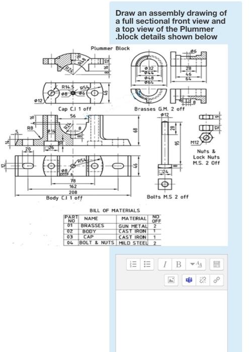 Machine Drawing: PLUMMER BLOCK (PEDESTAL BEARING), 50% OFF