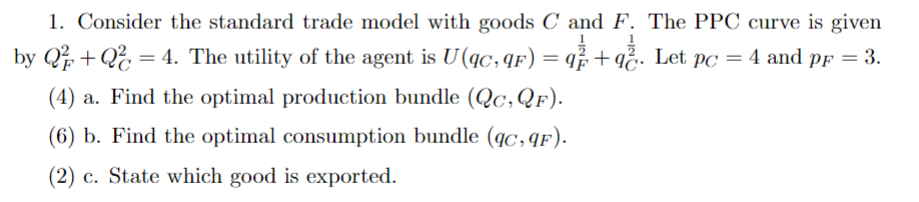Solved Consider the standard trade model with goods C ﻿and | Chegg.com