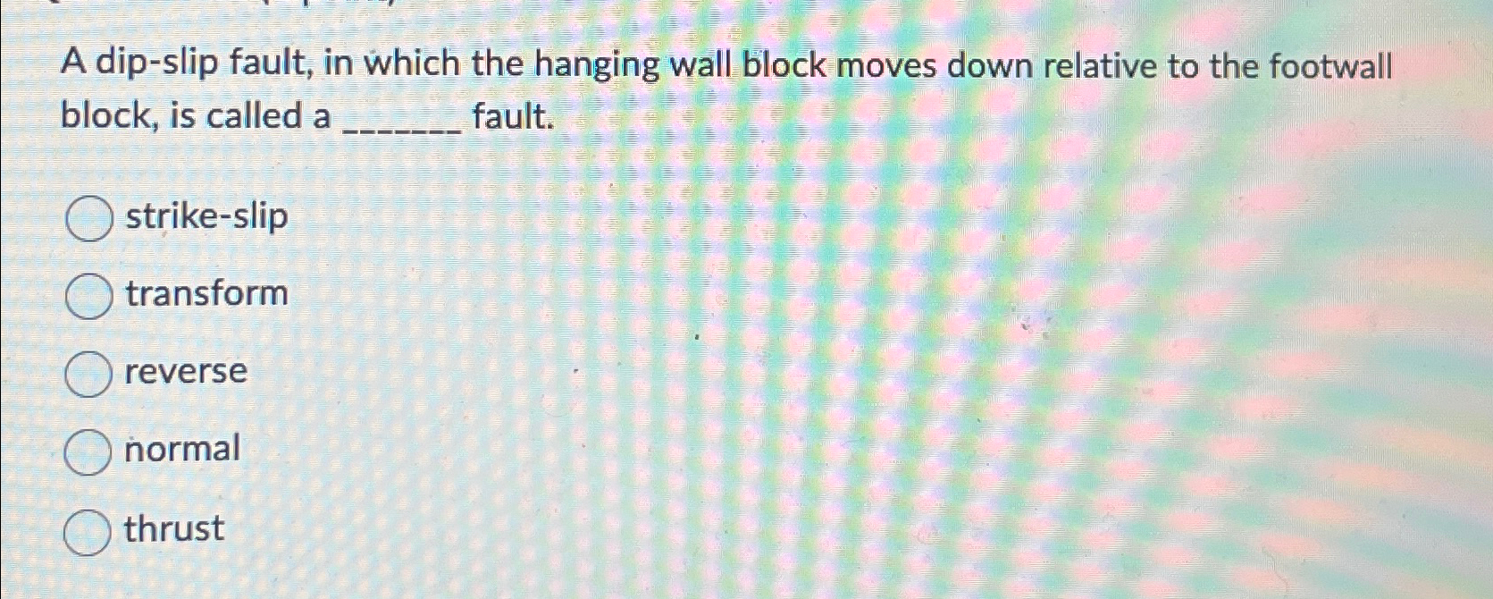Solved A dip-slip fault, in which the hanging wall block | Chegg.com