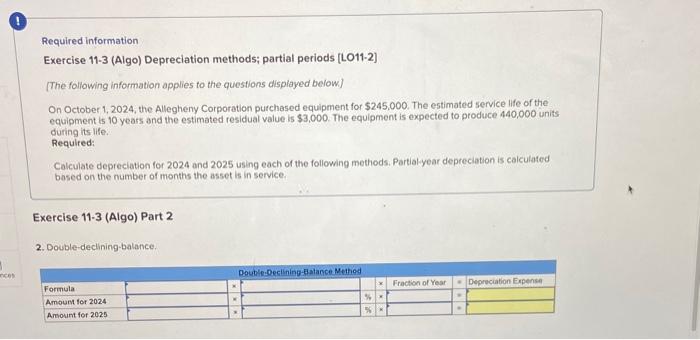 Solved Required information Exercise 11-3 (Algo) | Chegg.com